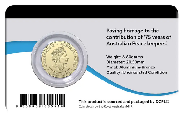 2022 Peacekeeping Remembrance Day 75th Anniversary $2 two dollar coin ...